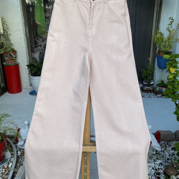 BCBG | Jeans | Bcbg Linen Cotton Blend Light Peach Wide Leg High Waist ...